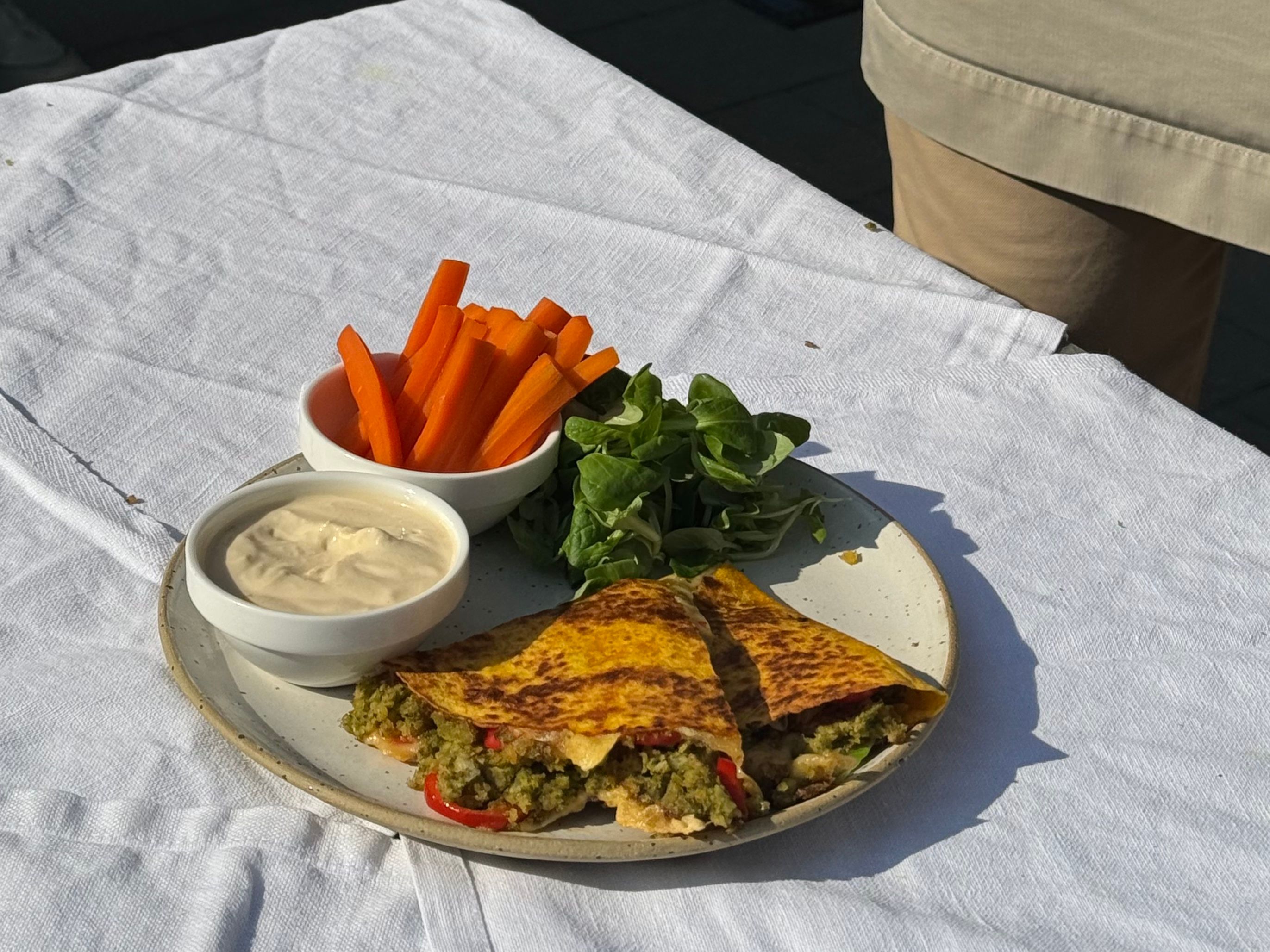 Recipe Quesadilla with falafel, Gouda cheese, miso yogurt, pickled ...